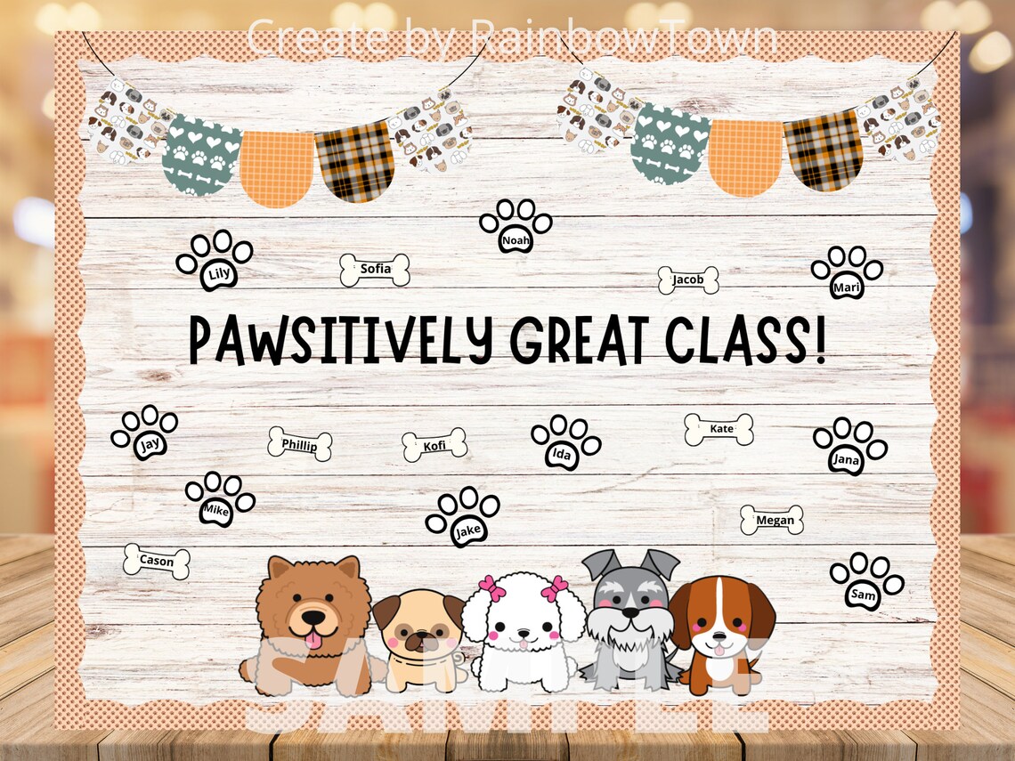 AWAYS BE PAWSITIVE Puppy Bulletin Board Kit Paw Back to School - Etsy