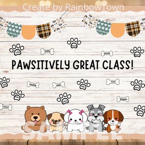 AWAYS BE PAWSITIVE Puppy Bulletin Board Kit Paw Back to School ...