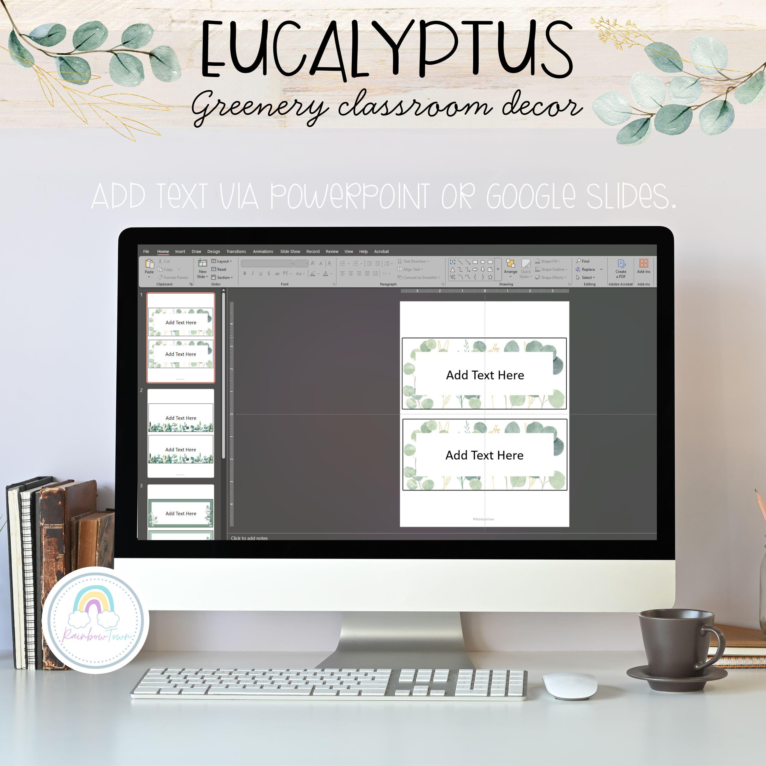 Eucalyptus Classroom Decor: Editable Name Tags (PDF, JPG, PPT) - Etsy