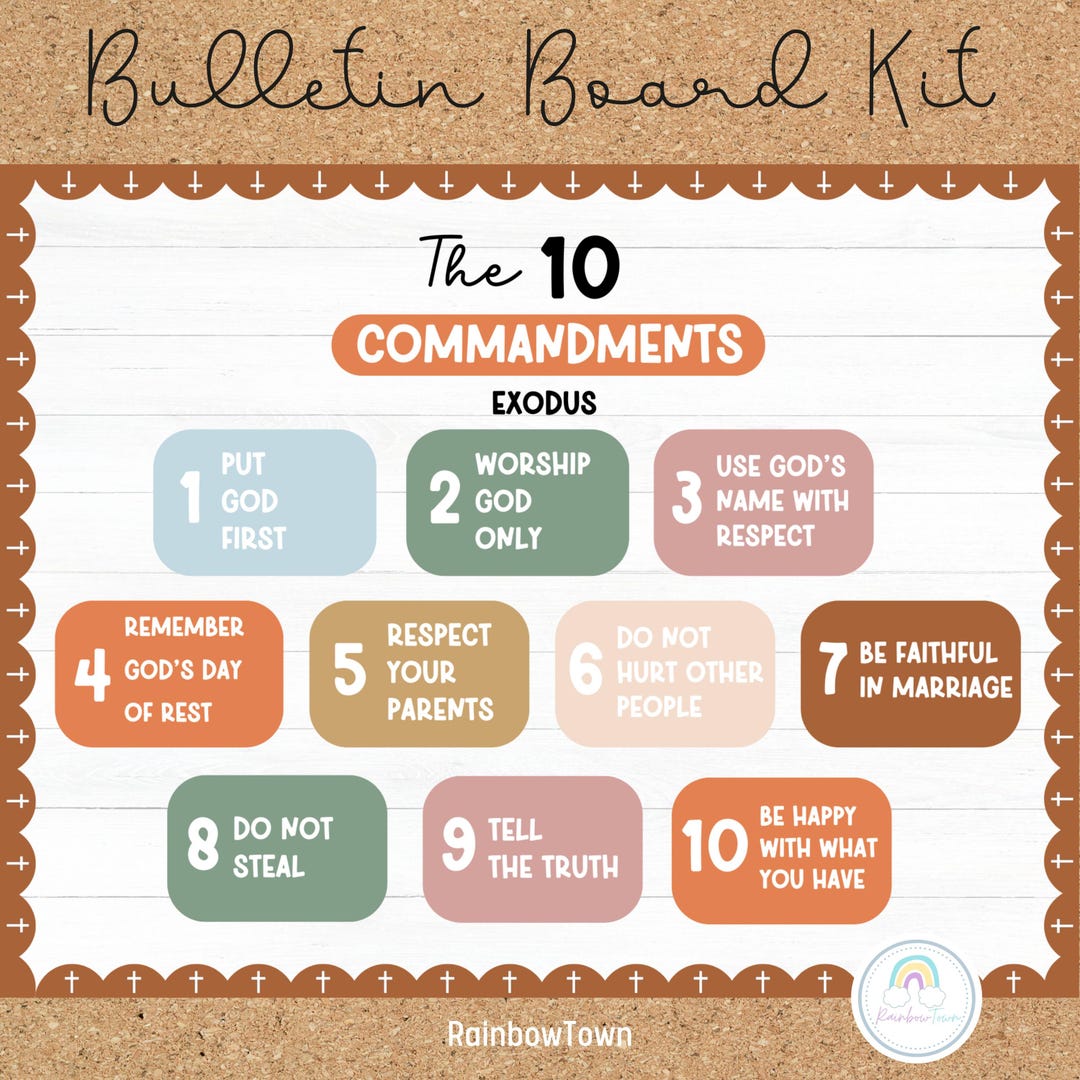 God's Rules Bulletin Board Ten Commandments for Kids Poster Christian ...