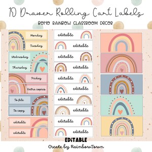 Boho Rainbow Classroom Decor Bundle Neutral Calm Classroom Decorations ...
