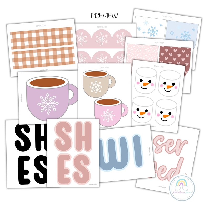 Winter Bulletin Board Kit Warm Winter Wishes Hot Cocoa Classroom Decor ...