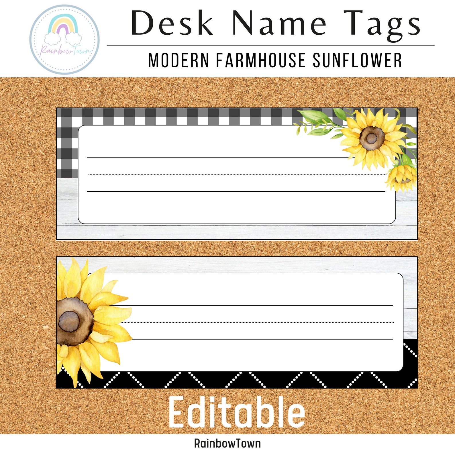 Modern Farmhouse Sunflower Classroom Decor Bundle Printable & Editable ...