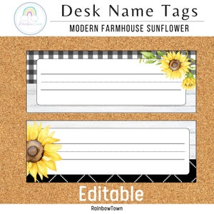 Modern Farmhouse Sunflower Classroom Decor Bundle Printable & Editable ...