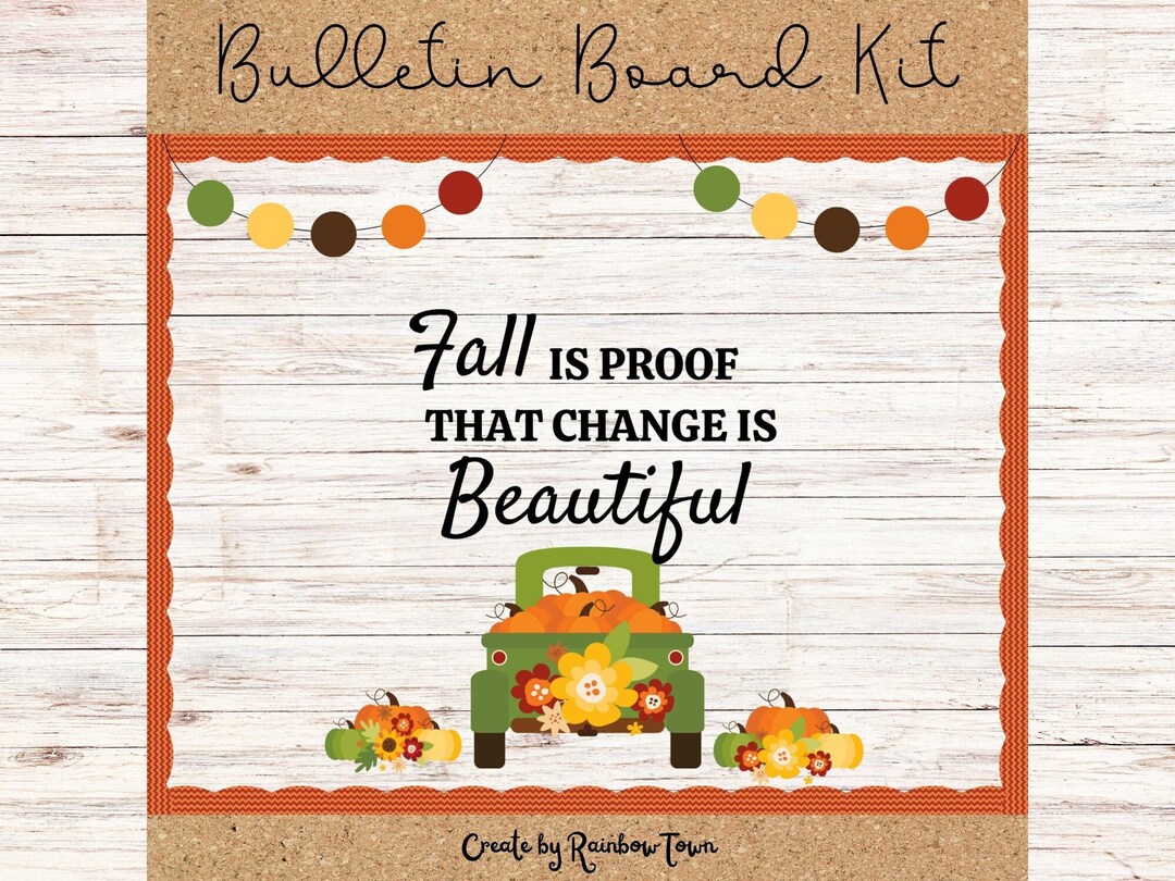 Fall Bulletin Board Kit Autumn Leaves Pumpkins Please Classroom Decor ...