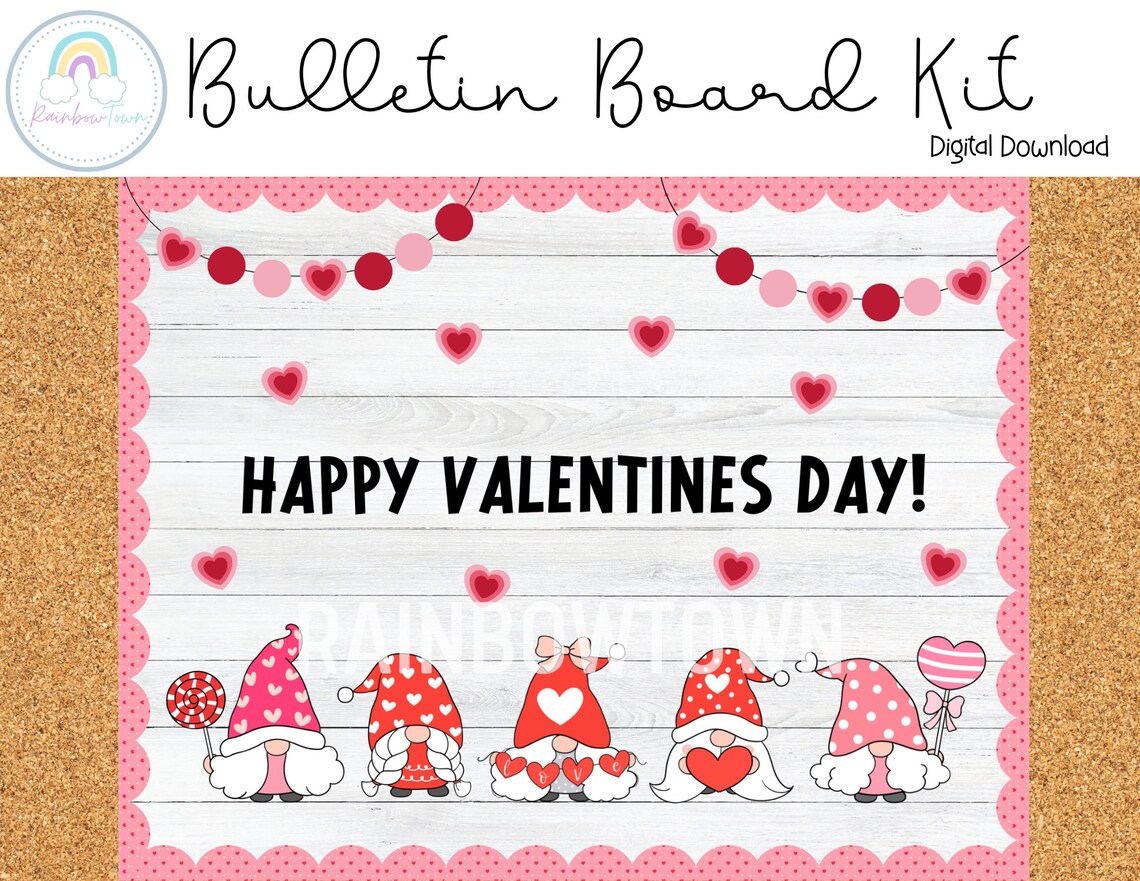 Valentine's Day Bulletin Board Kit Gnomes Classroom Decor - Etsy