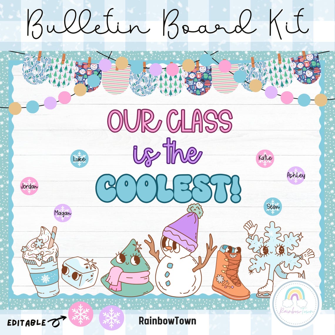 Winter Bulletin Board Kit Groovy Winter Classroom Decor Printable ...