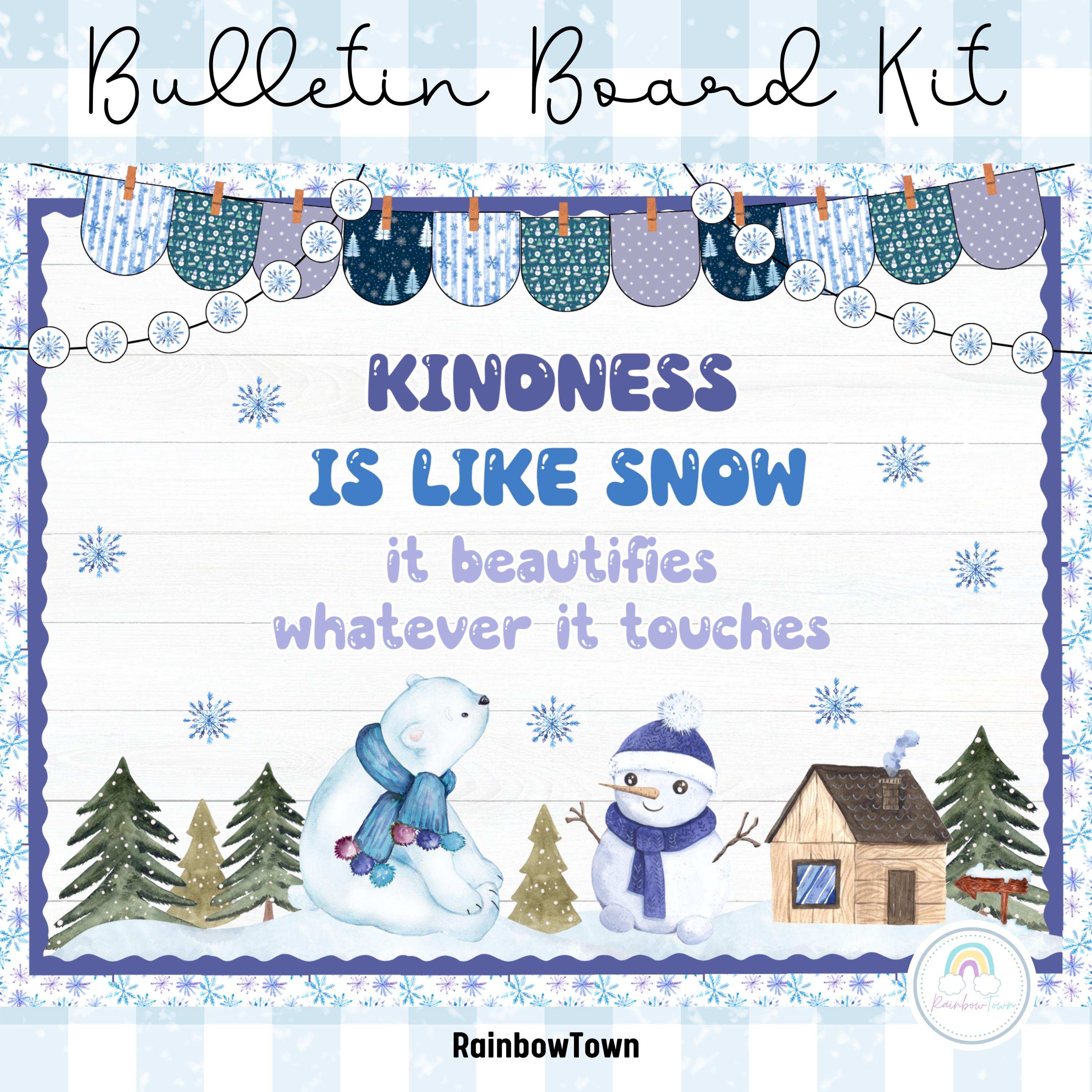 Winter Bulletin Board Kit Kindness Snowflakes Classroom Decoration ...