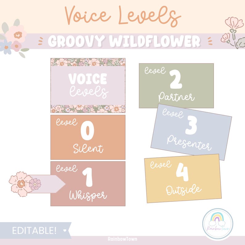 Groovy Wildflower Classroom Decor Bundle Calm Pastel Floral Boho Theme ...