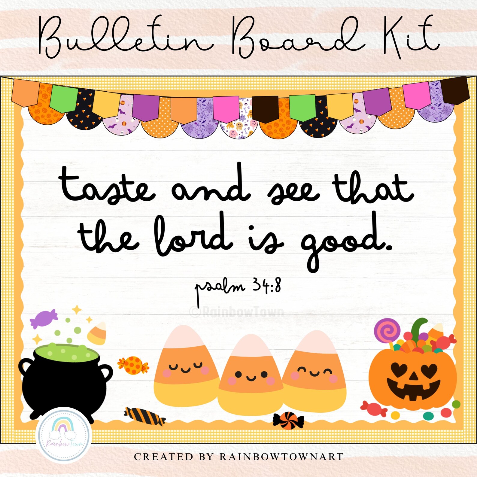 Halloween Bulletin Board Kit Candy Corn Christian Classroom Decorations ...