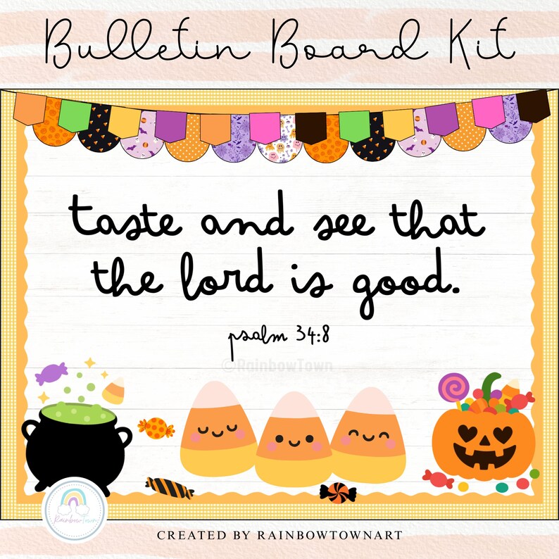 Halloween Bulletin Board Kit Candy Corn Christian Classroom Decorations ...