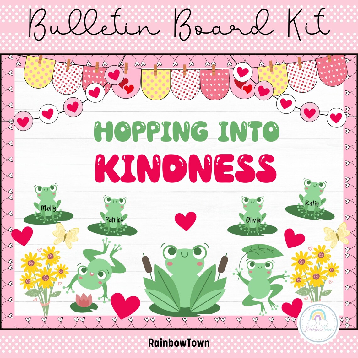 Valentine's Bulletin Board Kit Frog Theme Classroom Door Decorations ...