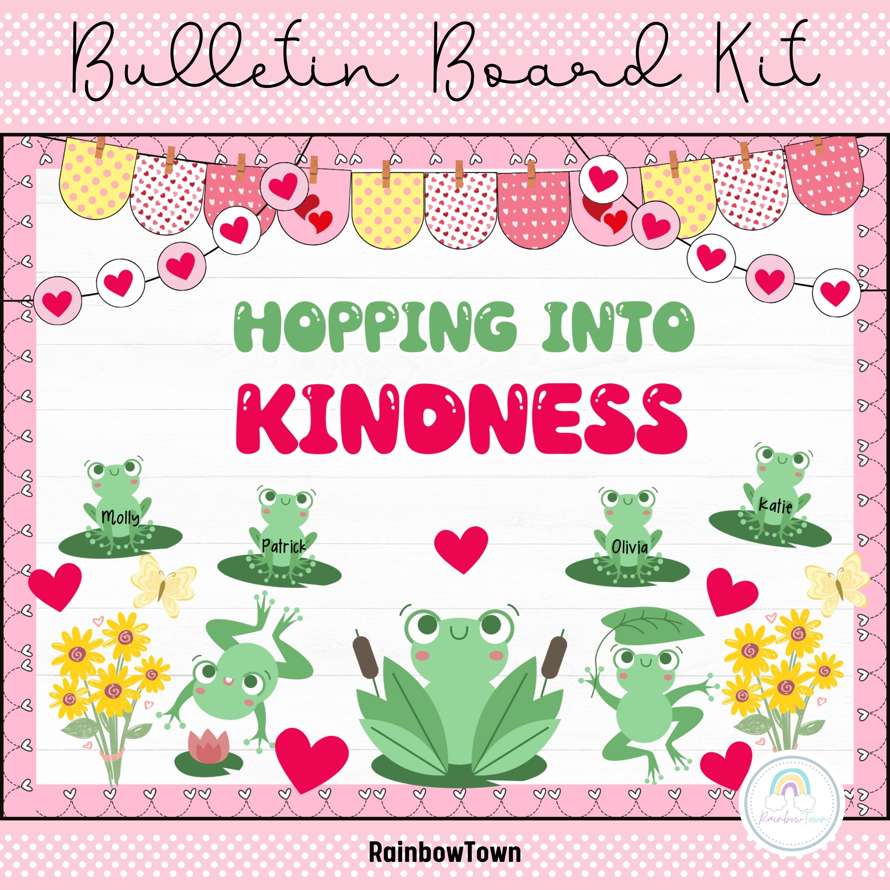 Valentine's Bulletin Board Kit Frog Theme Classroom Door Decorations ...