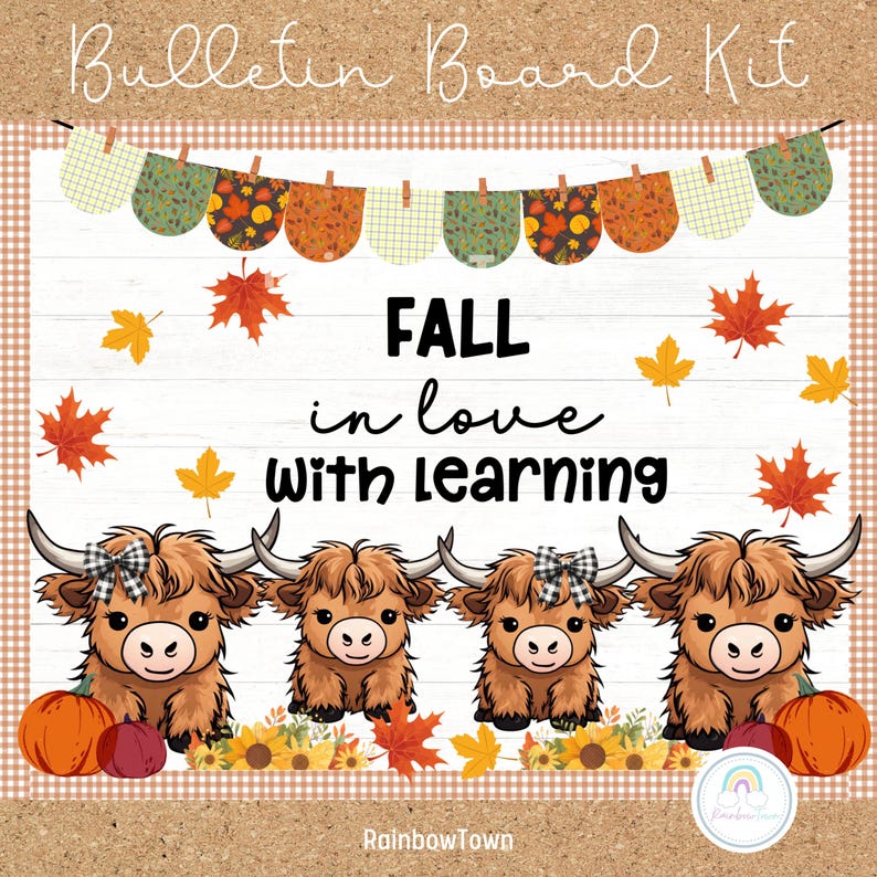 Highland Cow Fall Bulletin Board Kit | Autumn Classroom Decorations ...