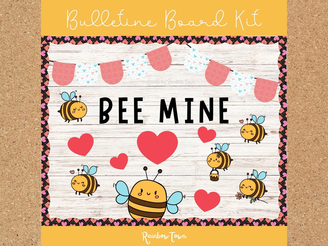 Valentines Day Bulletin Board Kit Bee Mine Classroom Door Decor ...