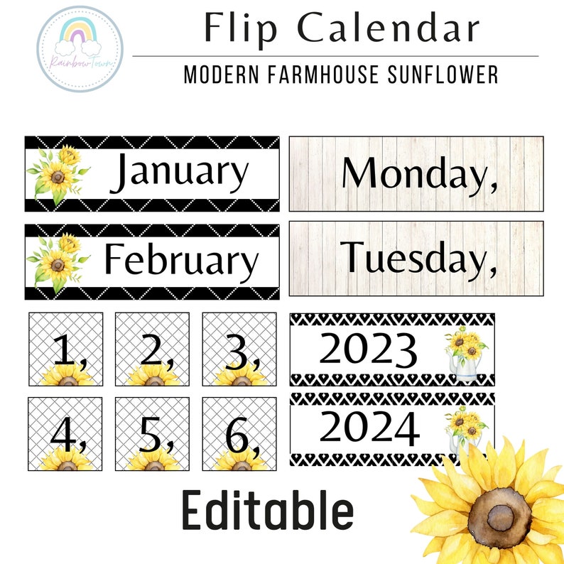 Modern Farmhouse Sunflower Classroom Decor BUNDLE Sunflower - Etsy