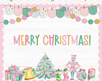 Christmas Bulletin Board Kit Preppy Pink Christmas Classroom Decor ...