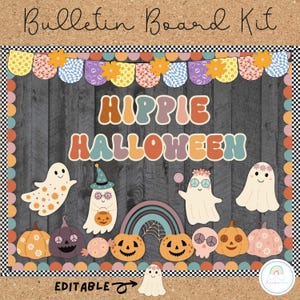 Retro Halloween Bulletin Board Kit or Door Decor | Cute Ghost Classroom ...