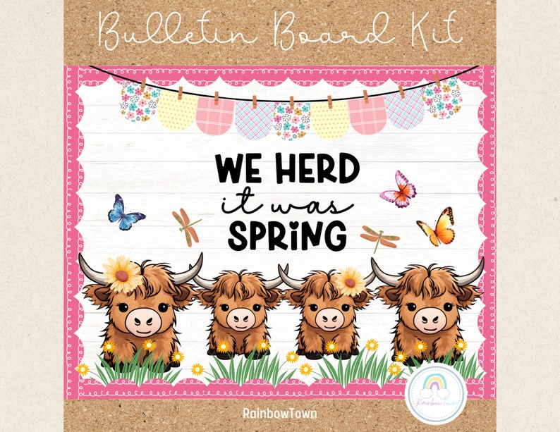 Spring Bulletin Board Kit Highland Cow Classroom Decor Printable - Etsy