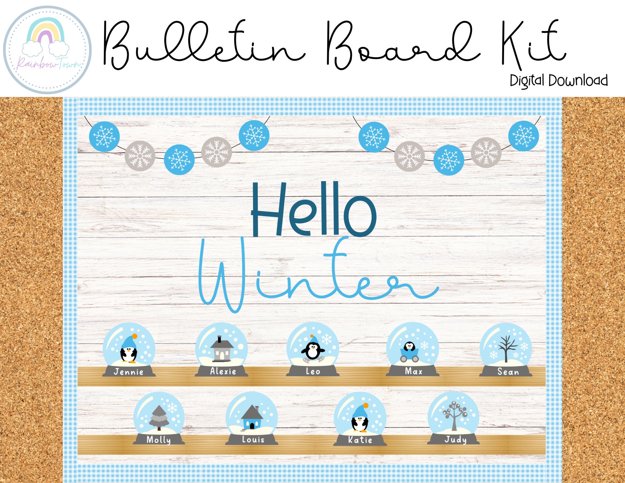 Hello Winter Bulletin Board Snow Globe Classroom Decor Printable ...