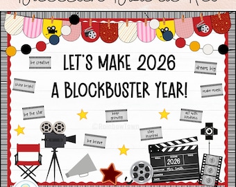 New Year Bulletin Board Kit Cinema Scene Motivation Classroom Decor ...