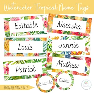 Summer Name Tags Editable Desk Plates Cubby Name Tags Summer Name ...