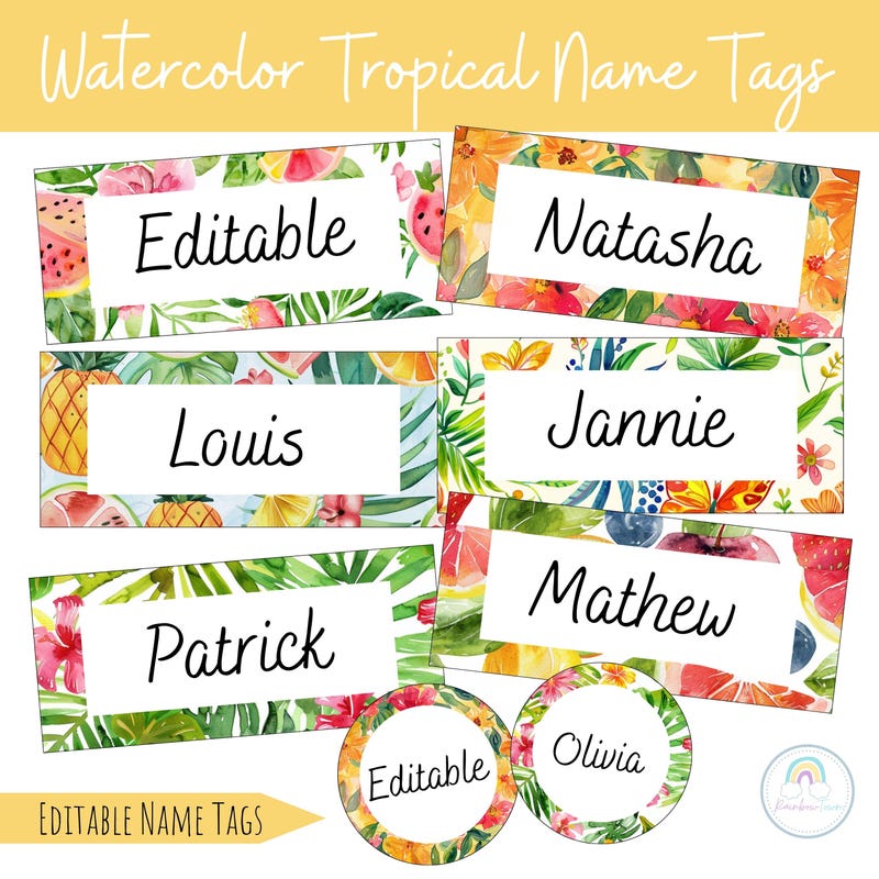 Tropical Name Tag - Etsy