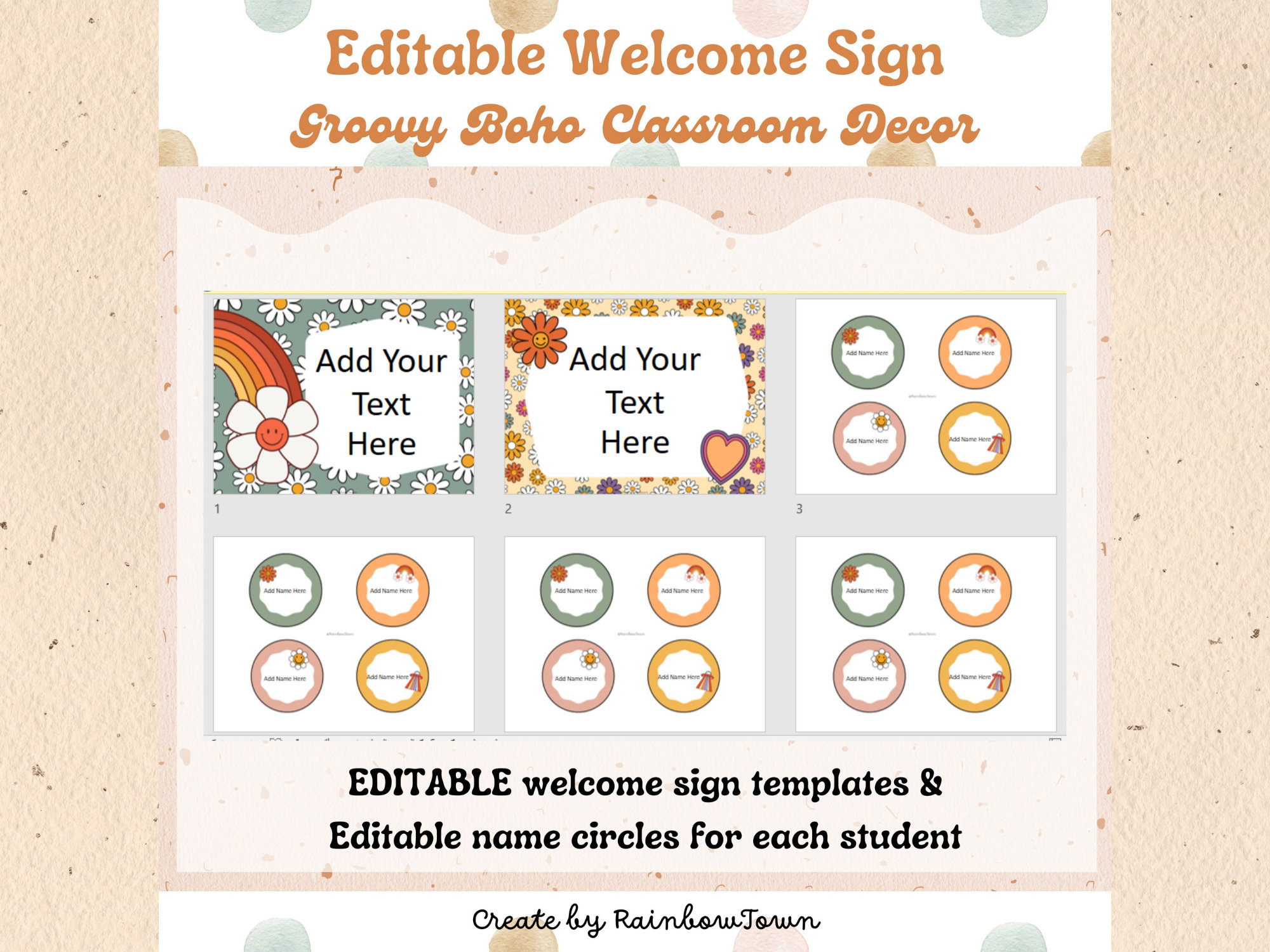 Welcome Sign Display Back to School Bulletin Board Groovy Boho - Etsy