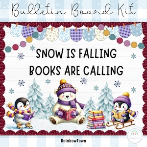 Winter Reading Bulletin Board | Winter Wonderland Library Decor ...