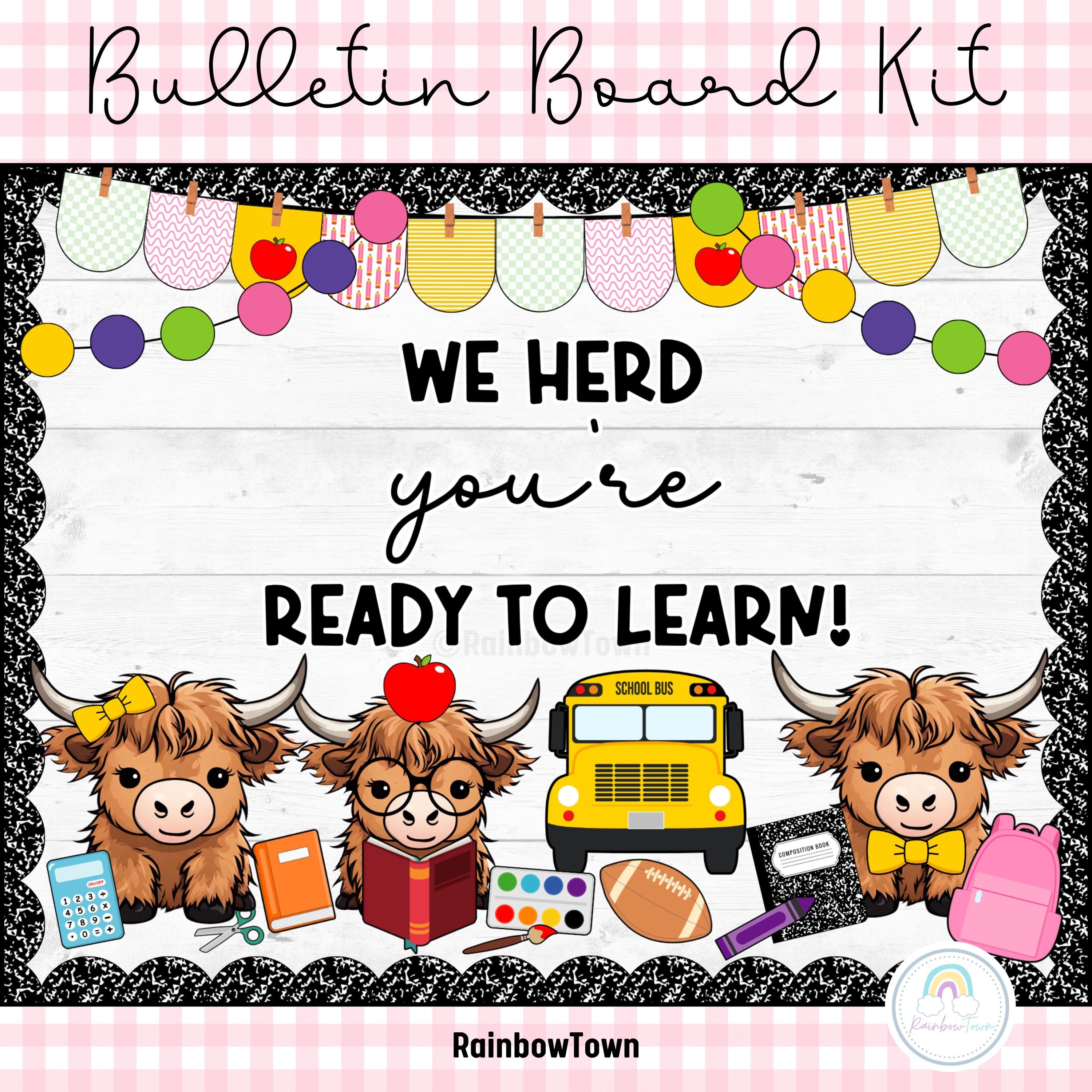 Back to School Bulletin Board Kit Highland Cow Theme Classroom Decor ...