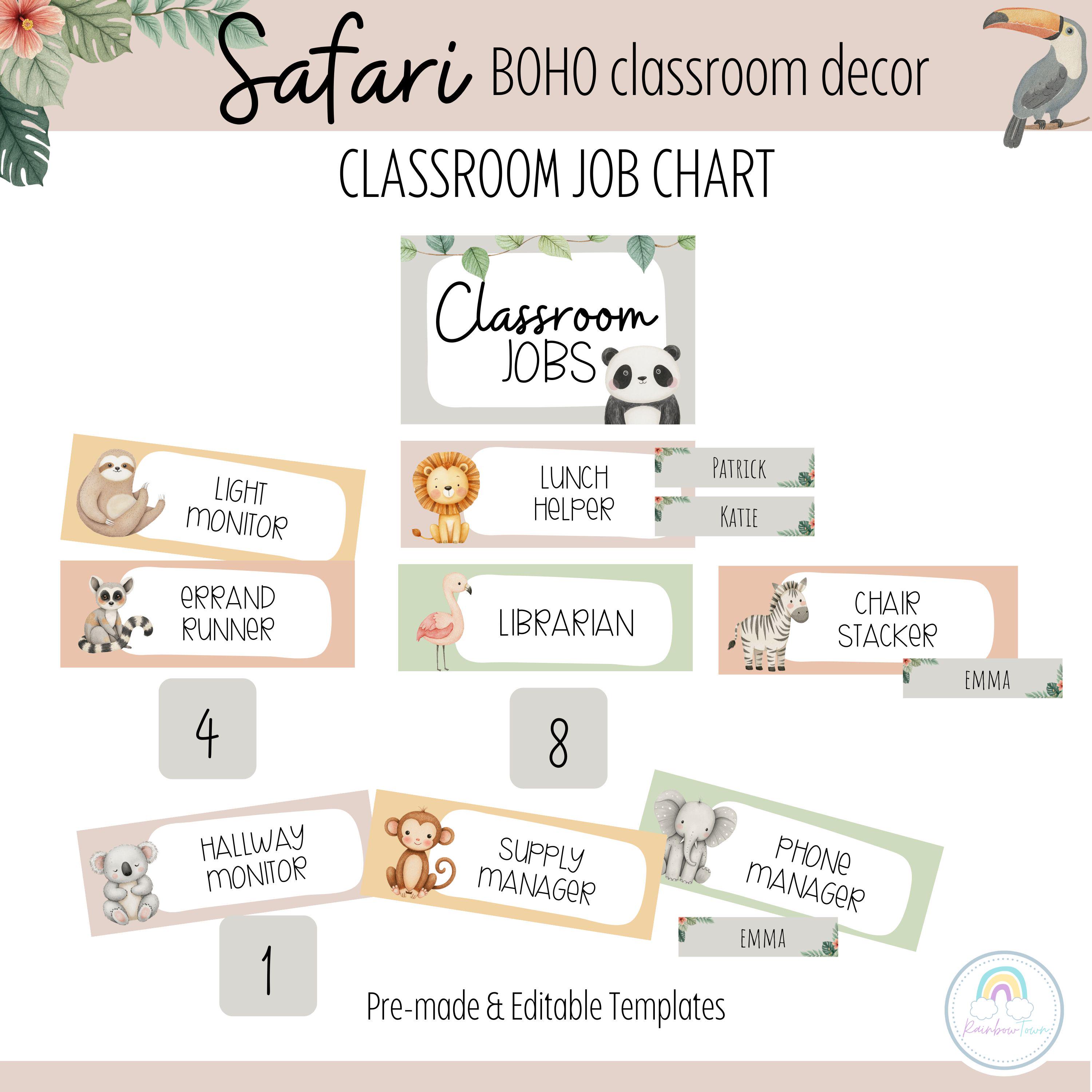 Safari Animals Classroom Decor Bundle Neutral Calm Forest Theme ...