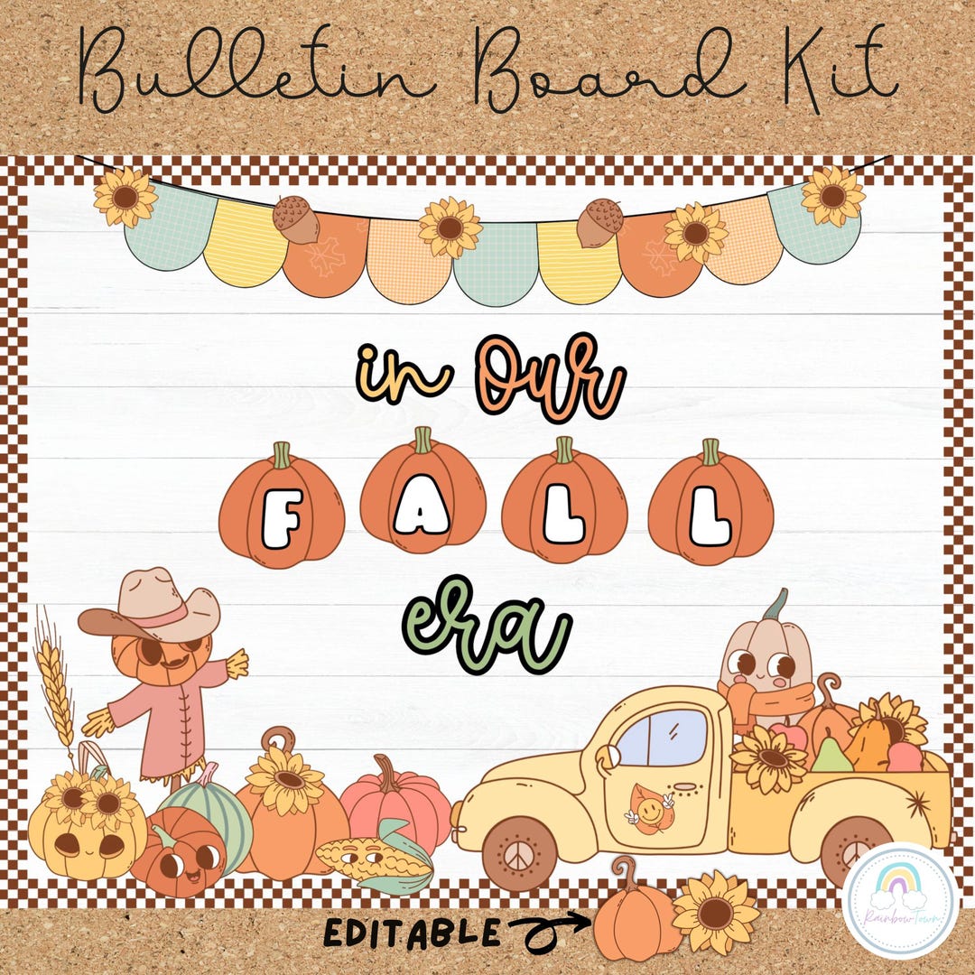 Groovy Fall Bulletin Board Kit | Pumpkin Patch Classroom Decor ...