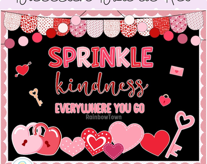 February Kindness Bulletin Board Kit, A-Z Kindness Hearts Door Decor ...