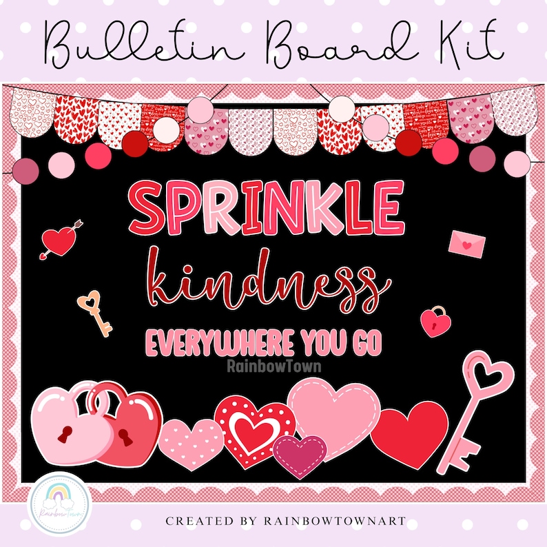 Valentines Day Bulletin Board Kit Kindness Heart Classroom Decor ...