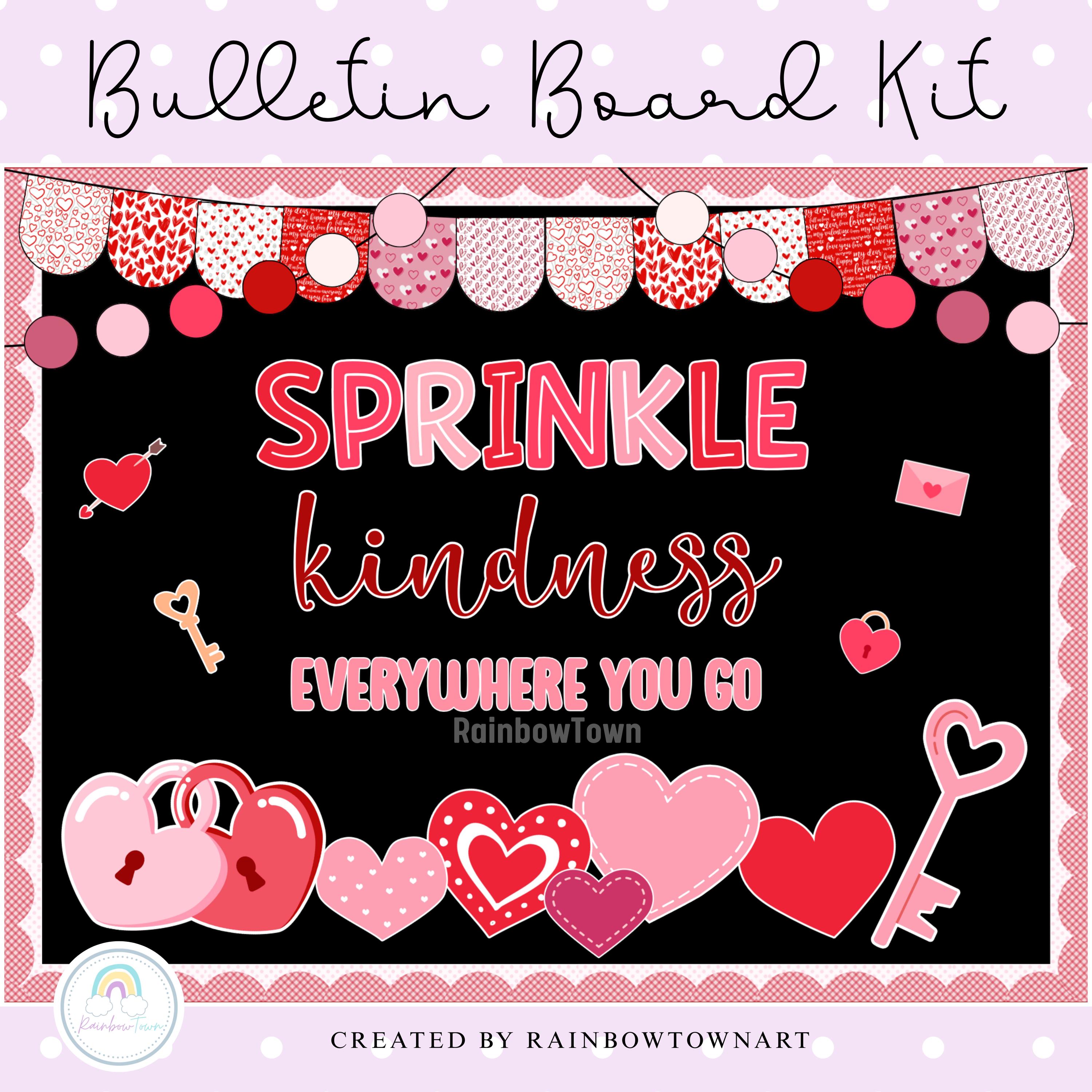 Valentines Day Bulletin Board Kit Kindness Heart Classroom Decor ...