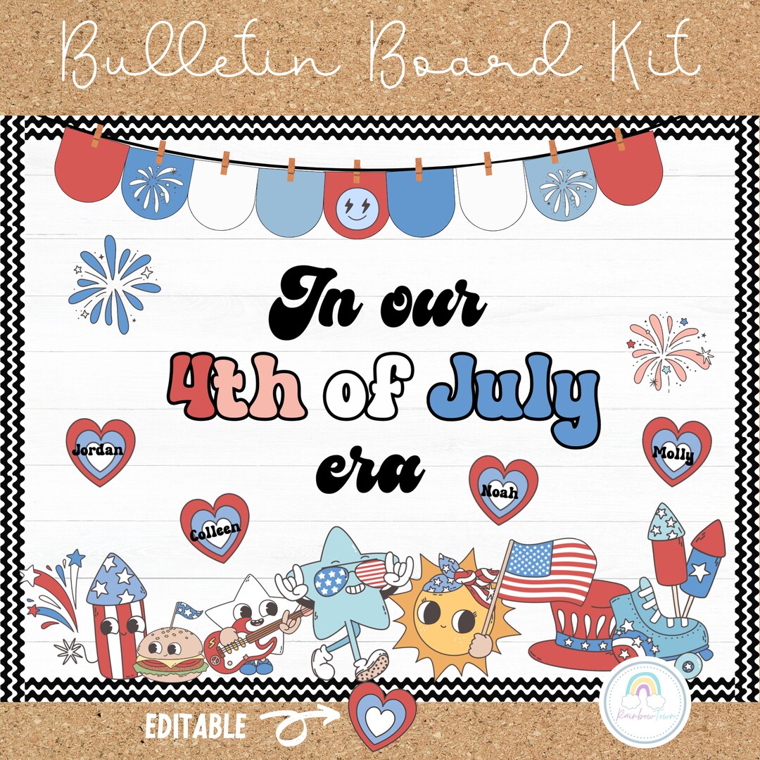 4th of July Bulletin Board Kit: Groovy Patriotic Classroom Decor (PDF ...