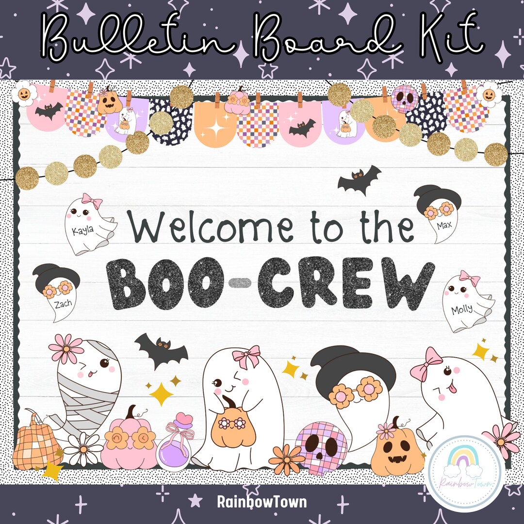 Halloween Bulletin Board Kit Boo Crew Ghost Classroom Decor Printable ...