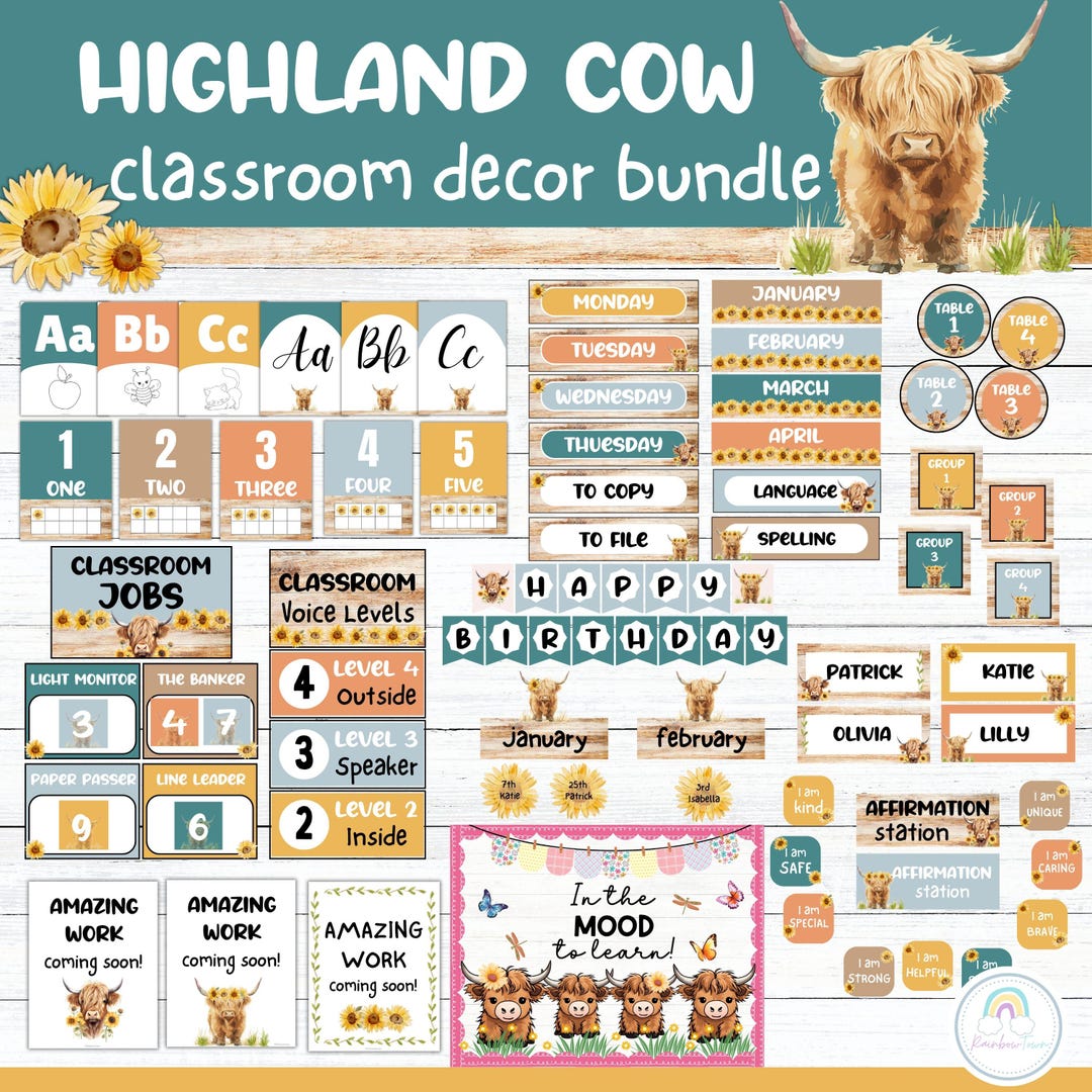 Cow Classroom Decor Boho Classroom Decor Bundle Neutral Classroom Decor ...
