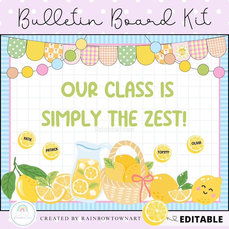 Summer Bulletin Board Kit Lemon Classroom Door Decor Printable ...