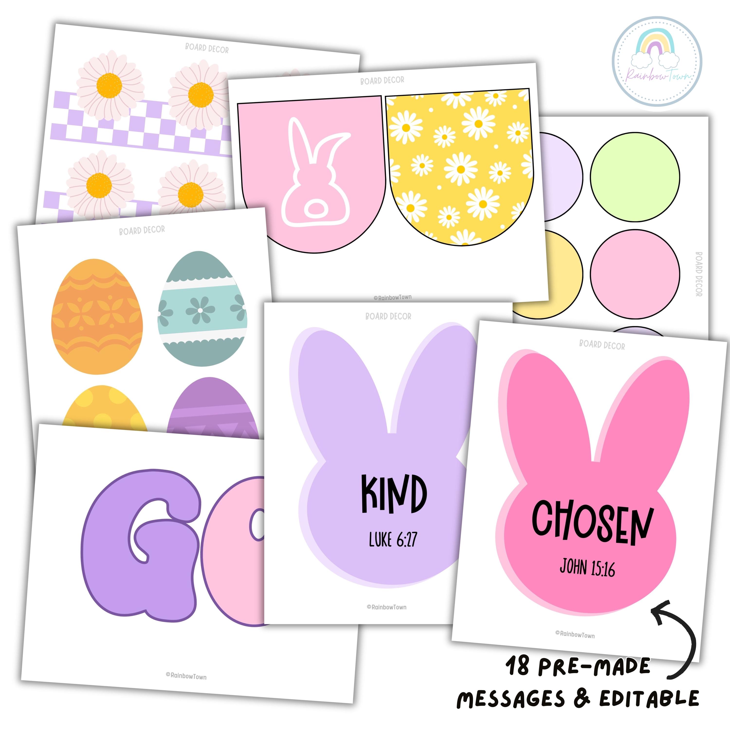 Easter Bulletin Board Kit Groovy Bunny Christian Classroom Decor ...