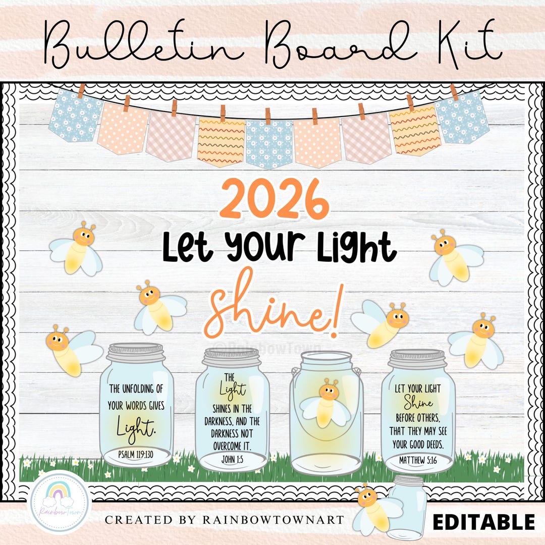 New Years Bulletin Board Kit Let Your Light Shin Christian Classroom ...