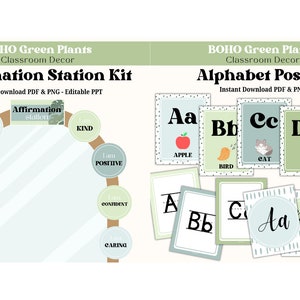 Boho Green Plant Classroom Decor Bundle Neutral Calm Classroom Theme ...