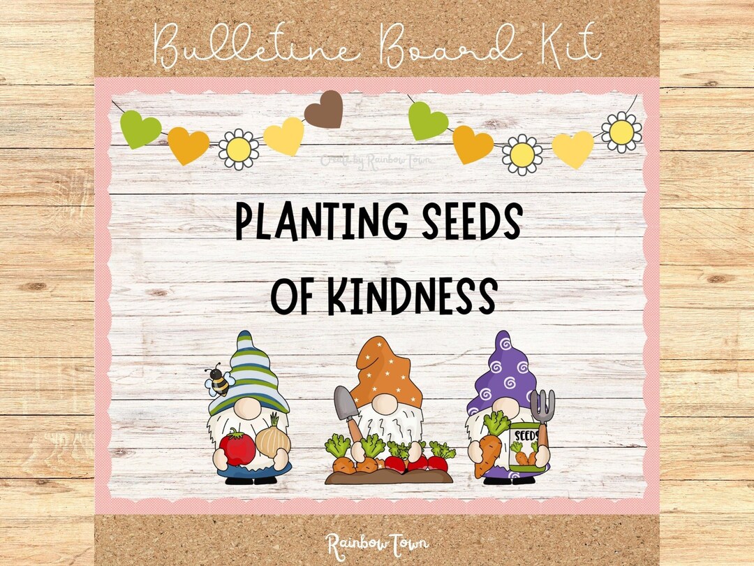 Spring Bulletin Board Gnomes Classroom Decor Printable Kindness ...