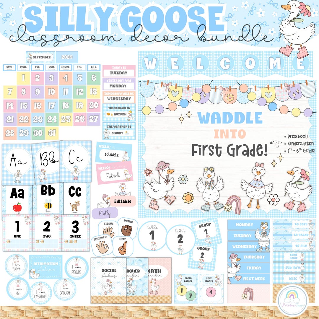Goose Classroom Decor Bundle Groovy Pastel Decorations Printable ...