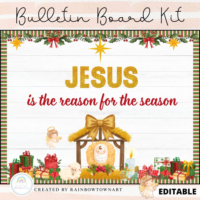 Christmas Bulletin Board Kit Nativity Scene Classroom Decorations ...