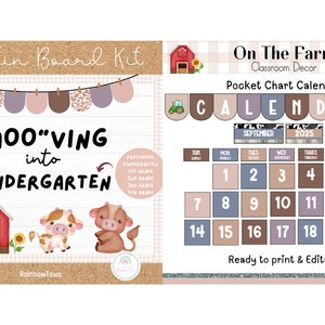 Farm Animal Classroom Decor Bundle Printable & Editable - Etsy