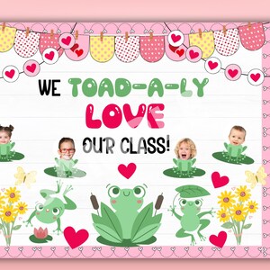 Valentine's Bulletin Board Kit Frog Theme Classroom Door Decorations ...