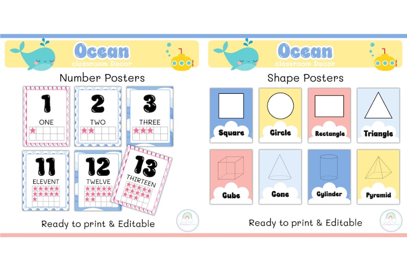 Ocean Pastel Classroom Decor Bundle Under the Sea Theme Decorations ...