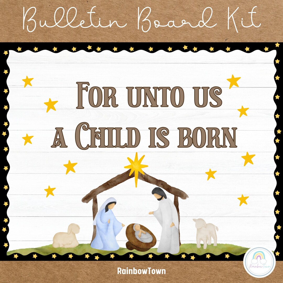 Nativity Scene Bulletin Board Kit | Minimalist Christmas Classroom ...