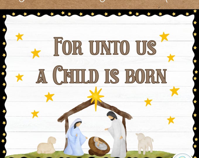 Nativity Scene Bulletin Board Kit | Minimalist Christmas Classroom ...